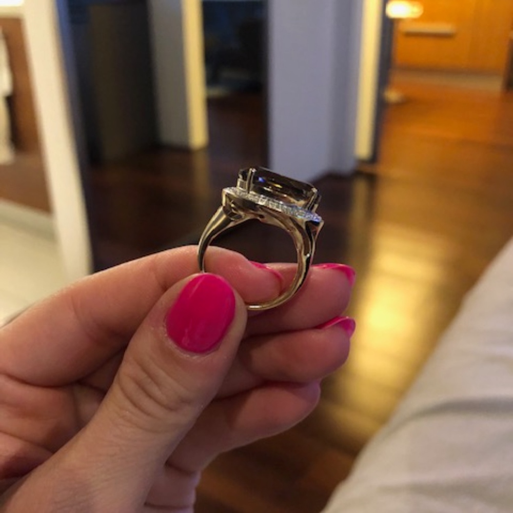 14k Gold Smokey Quartz Diamond Ring - Gem